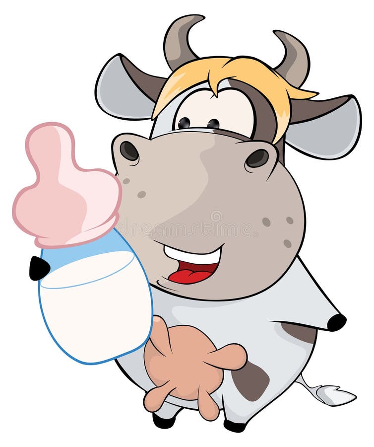 En liten ko. Tecknad film vektor illustrationer. Illustration av leende ...