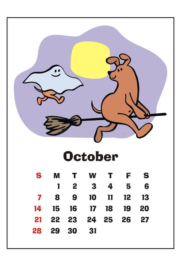 En Octubre De 2018 Hoja Del Calendario - Ejemplo Stock de ilustración ...