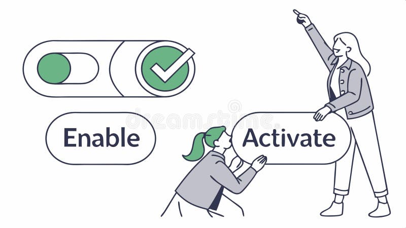 Enable And Activate Buttons Ui Design Interface Actions Vector Design Generative Ai Stock