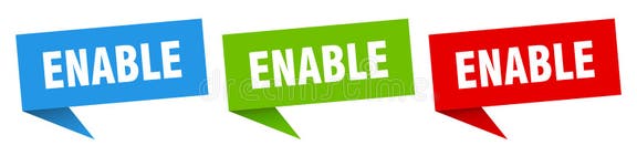 Enable Banner. Enable Speech Bubble Label Set Stock Vector ...
