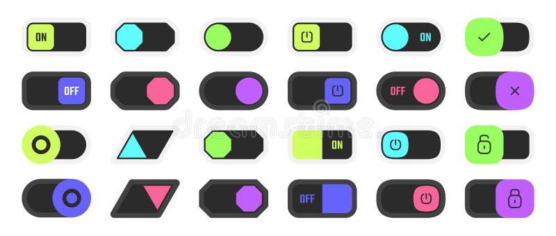 Enable and Disable Actions Buttons and Switches Stock Vector - Illustration of website, button ...