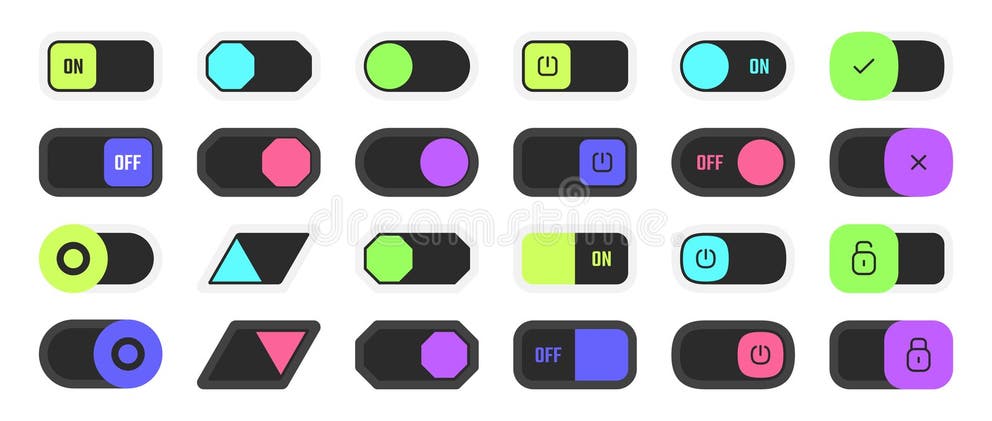 Enable and Disable Actions Buttons and Switches Stock Vector ...
