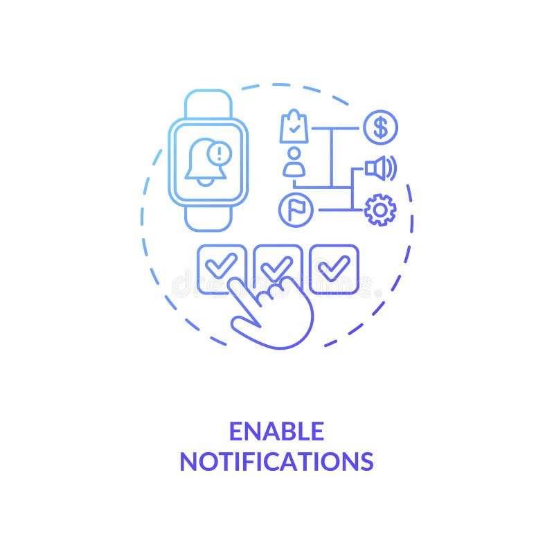 Enable Notifications Concept Icon Stock Vector - Illustration of ...