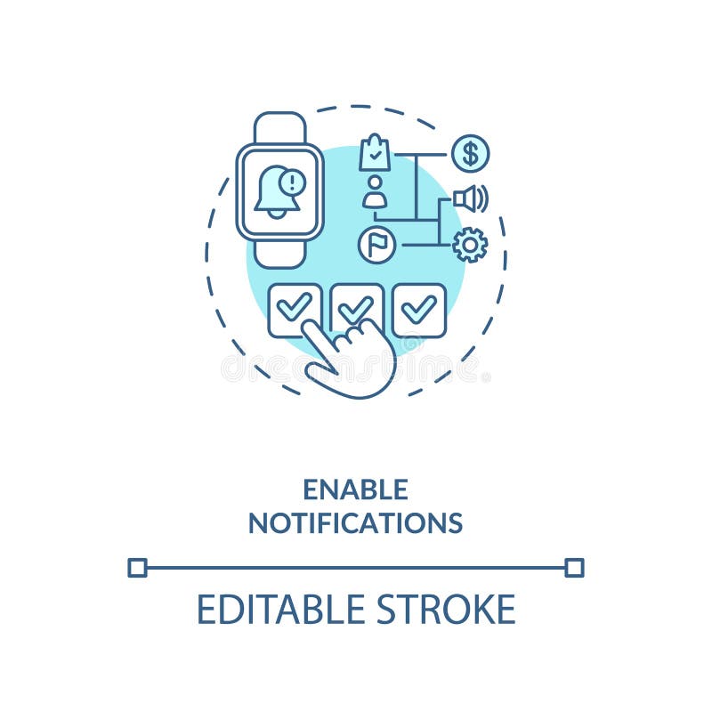 Enable Notifications Concept Icon Stock Vector - Illustration of ...
