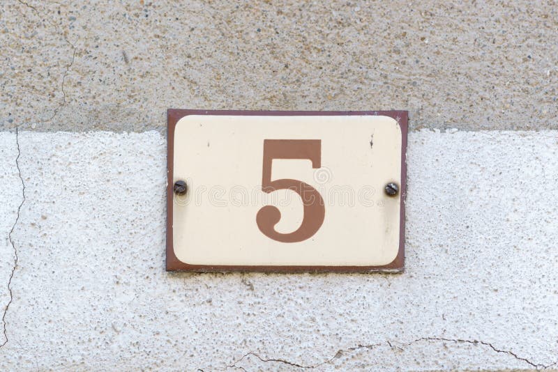 House number 5 stock photo. Image of crack, digit, outside - 258644624