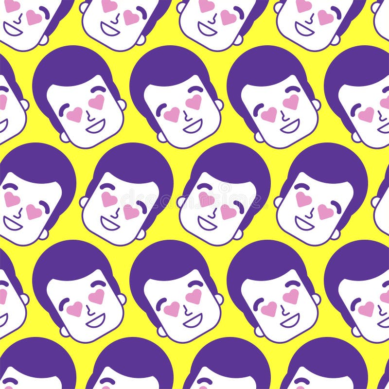 Enamored Human Pattern Seamless . a Man in Love Background Stock Vector ...