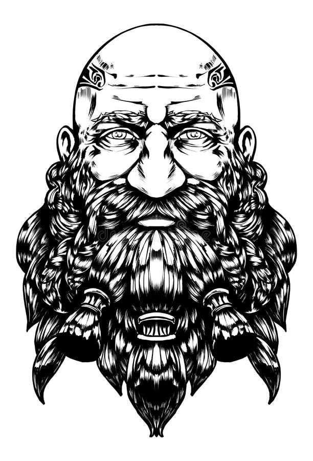 Ejemplo Del Dibujo Del Vector Del Guerrero Del Enano De La Fantasía En ...