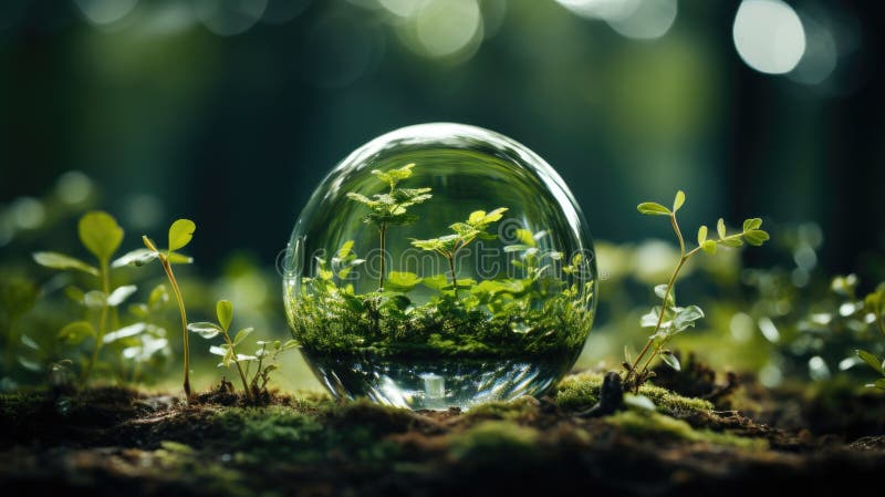 Encapsulated Miniature Ecosystem Symbolizing Environmental Education ...