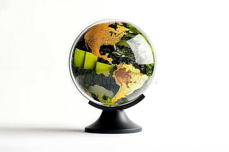 Encased World Globe Eco-Friendly Terrarium Map Design, 3D Render Stock ...