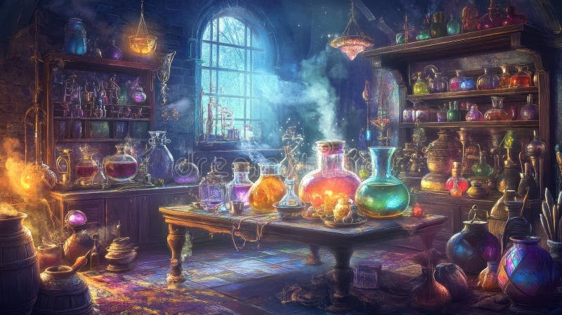 Enchanted Alchemist S Laboratory with Magical Potions and Artifacts ...
