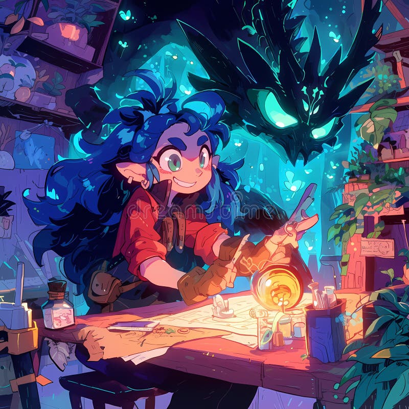 Enchanted Alchemy in Progress Stock Illustration - Illustration of knowledge, dragon: 314109491