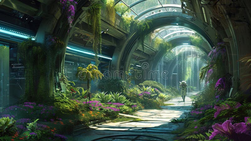 Enchanted Alien Botanical Garden Stock Illustration - Illustration of ...