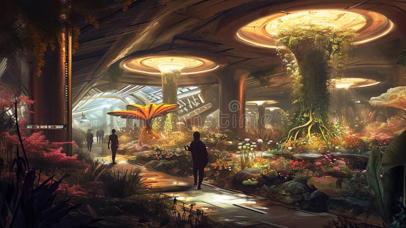 Enchanted Alien Botanical Garden Stock Illustration - Illustration of ...