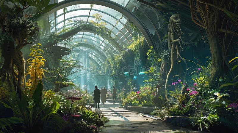 Enchanted Alien Botanical Garden Stock Illustration - Illustration of ...