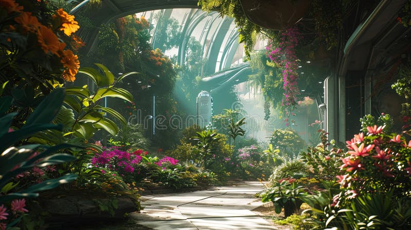 Enchanted Alien Botanical Garden Stock Illustration - Illustration of ...