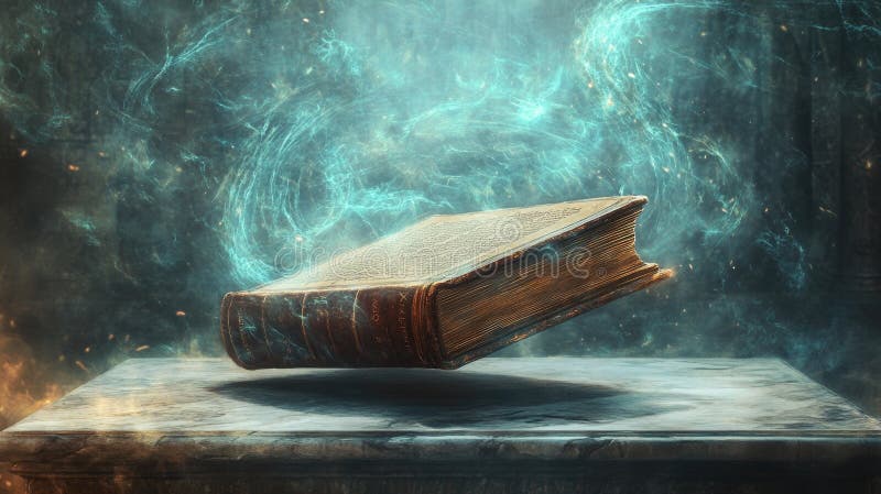 Enchanted Antique Book in Mystical Swirling Aura Stock Photo - Image of ...