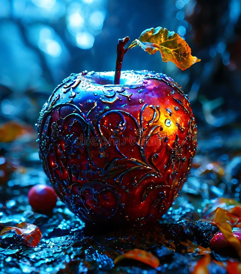 An Enchanted Apple Surrounded by Hovering Runes, Illustration Stock ...