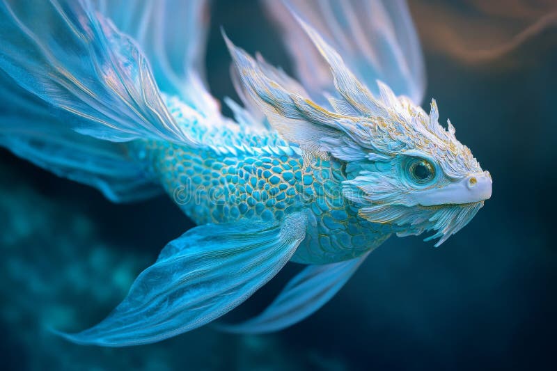 Enchanted Aquatic Dragon, a Digital Masterpiece Stock Illustration ...