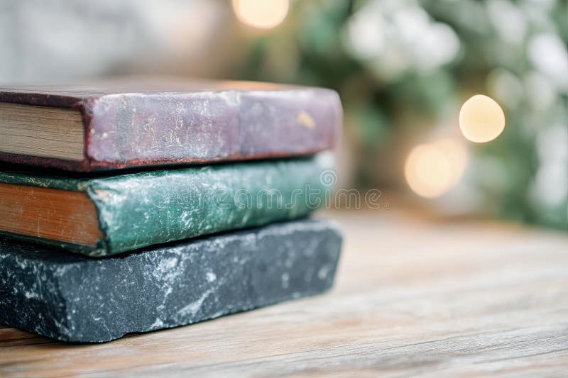 Enchanted Arcane Spell Books Stacked on Rustic Wooden Table in Mystical ...
