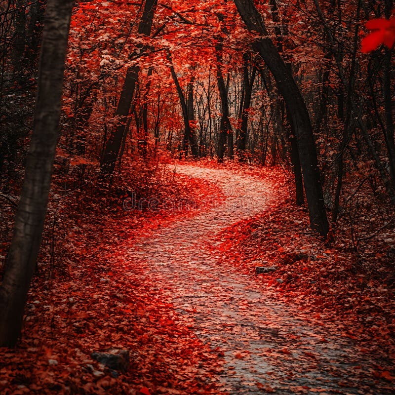 Enchanted Autumn Forest Path Stock Illustration - Illustration of ...