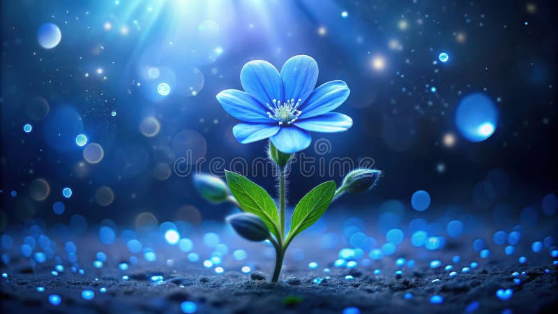 Enchanted Blue Flower Blooming in a Magical Night Garden. Generative AI ...