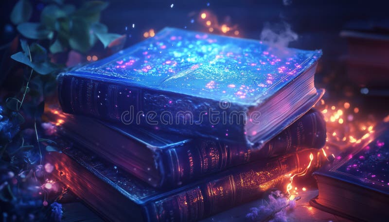 Enchanted Books Illuminated with Mystical Light Stock Photo - Image of ...