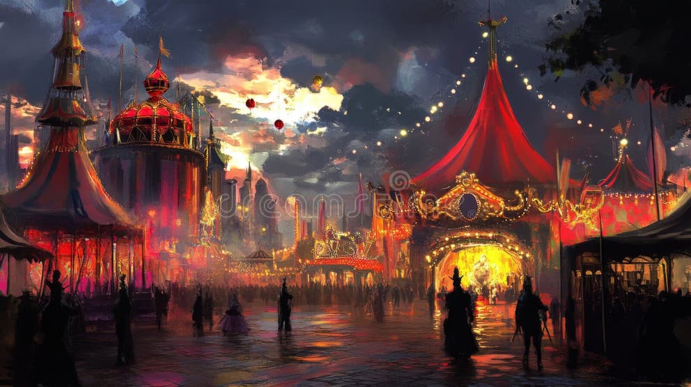 Enchanted Carnival Night: a Whimsical Fairytale Setting Stock ...