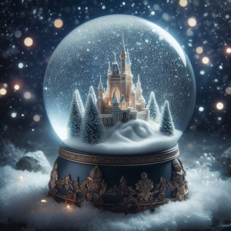 Enchanted Castle Snow Globe Stock Illustration - Illustration of ...