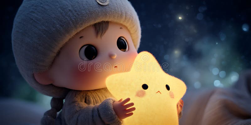 Enchanted Child a Nighttime Scene of Wonder and Warmth Stock ...