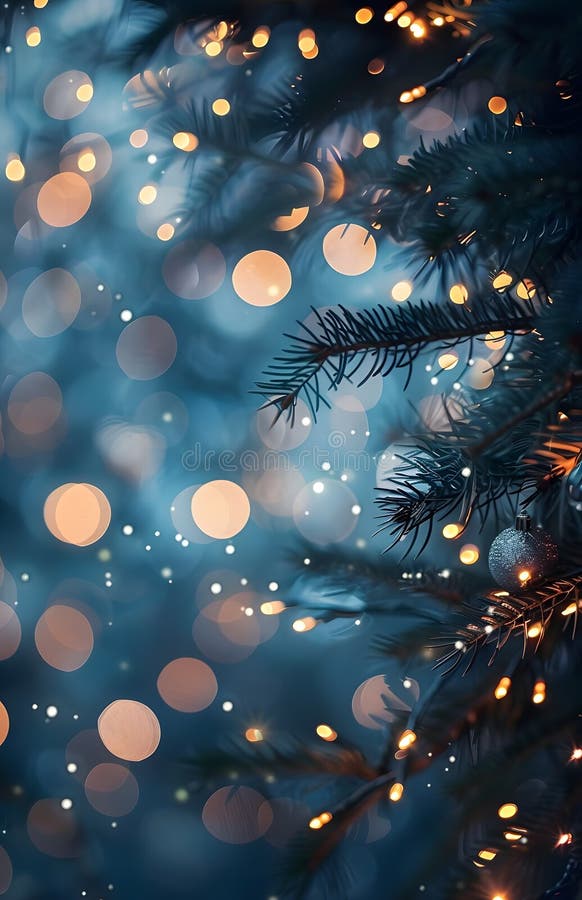 Enchanted Christmas Tree Branch with Lights Stock Illustration ... Enchanted Christmas Tree Branch with Lights Stock Illustration ...