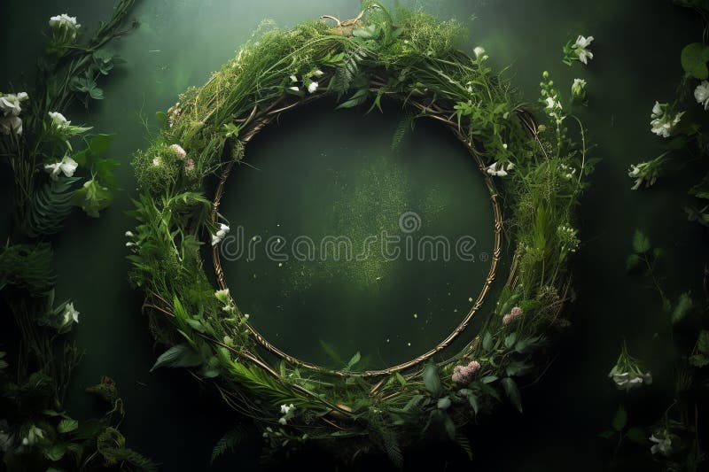 Enchanted Circle Green Magical Fairytale World Background Stock ...