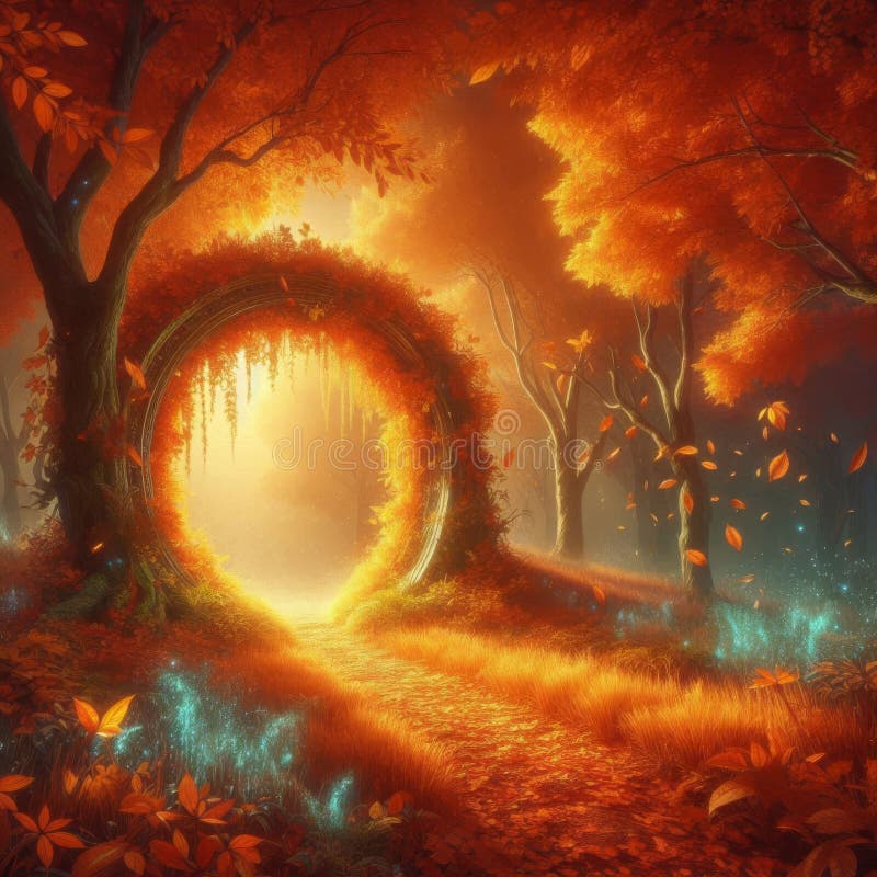 Magical Forest Gateway stock illustration. Illustration of vibrant ...