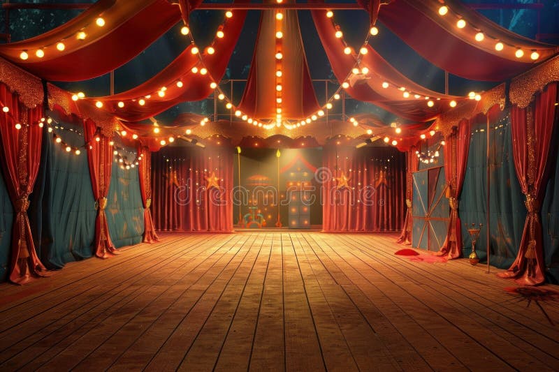 Enchanted Circus Stage at Night Stock Image - Image of circus, stars ...
