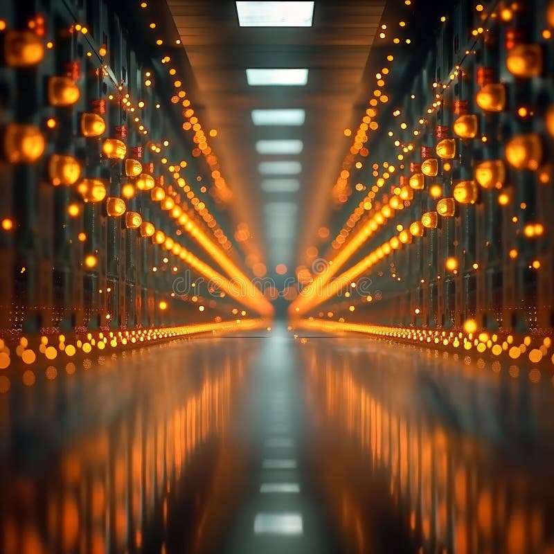 Enchanted Corridor of Warm Light and Reflection Stock Image - Image of ...
