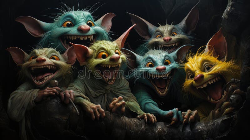 Enchanted Creatures with Playful Expressions in a Mystical Underground ...