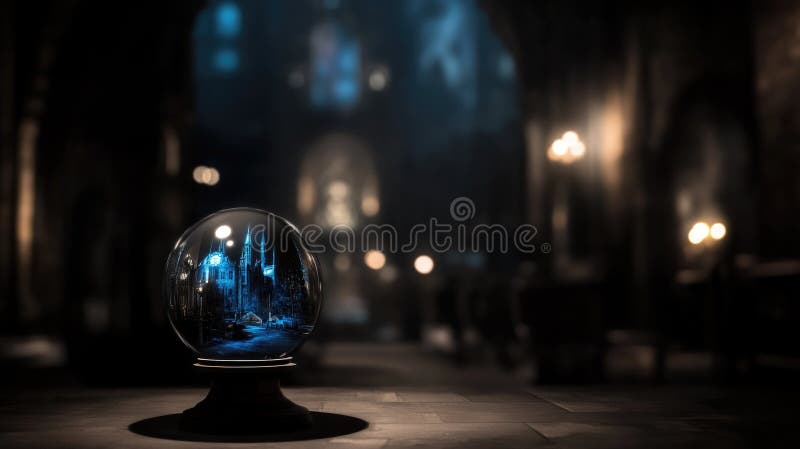 An Enchanted Crystal Ball Nestled a Lush Flower Petals Reveals Glimpses ...