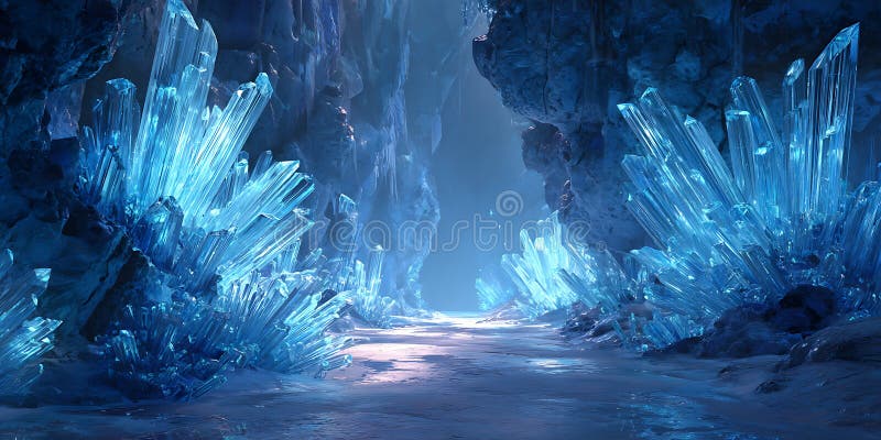 Enchanted Crystal Cave Magical Winter Wonderland Background Stock ...