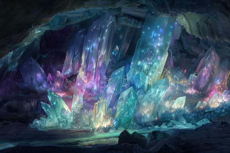 Enchanted Crystal Cavern stock illustration. Illustration of shimmering - 317100025