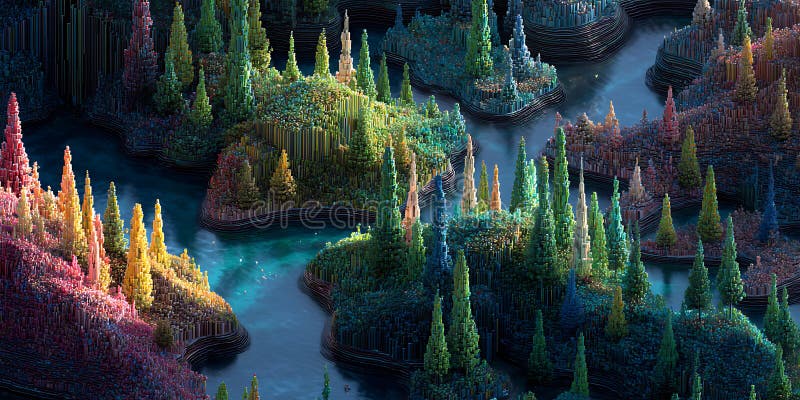Enchanted Crystal River a Fantasy Landscape Stock Illustration ...