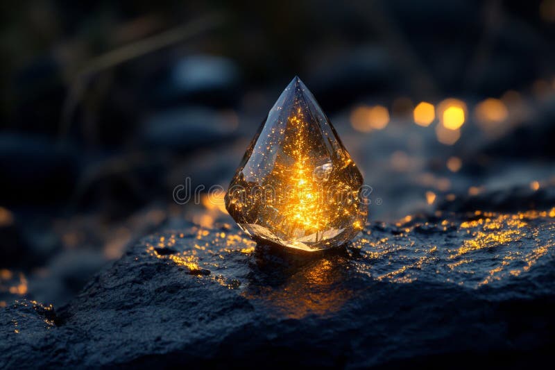 Enchanted Crystal Tree on Dark Stone Stock Illustration - Illustration ...