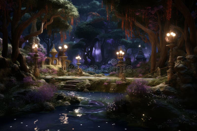 Enchanted 3D Mystic Realm stock illustration. Illustration of light ...