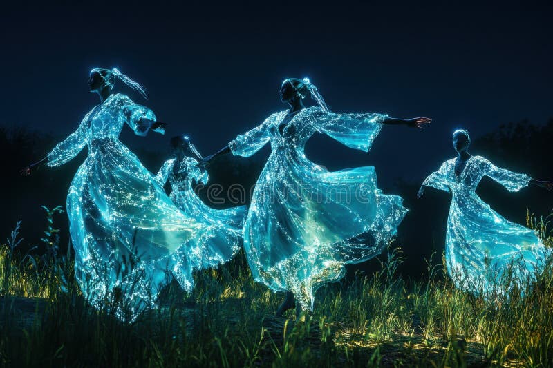 Enchanted Dance Performance Nighttime Forest Digital Art Ethereal ...