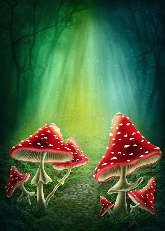 Enchanted Forest Mushrooms Stock Illustrations – 20,051 Enchanted ...