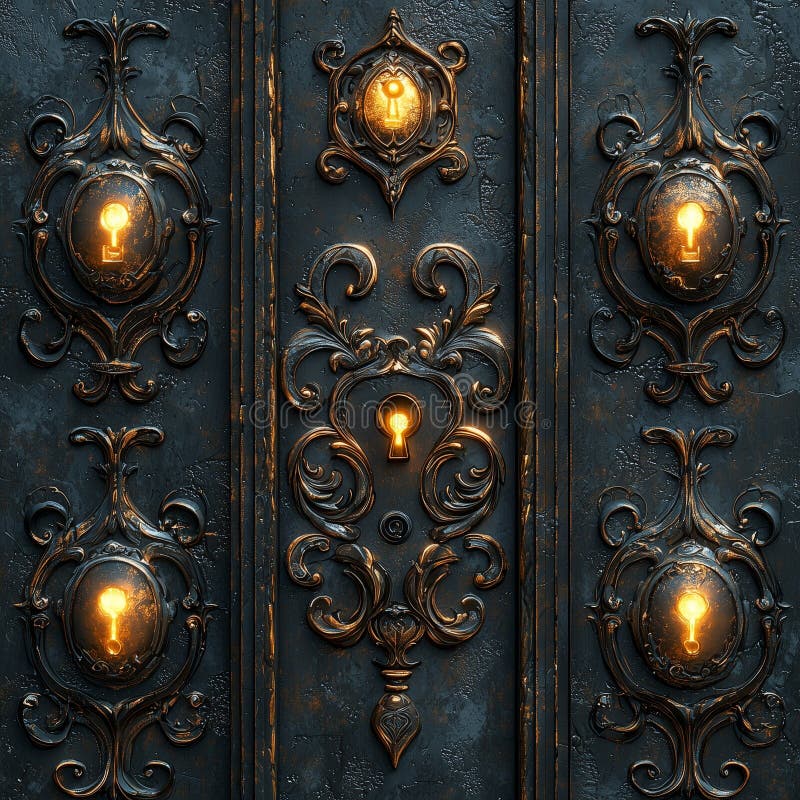 Enchanted Door Lock Pattern Collection Stock Illustration ...