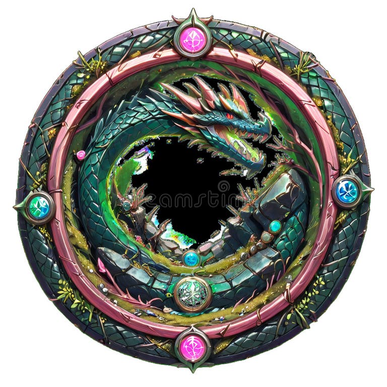 Enchanted Dragon Emblem in Circular Token Ring Design Stock Image ...