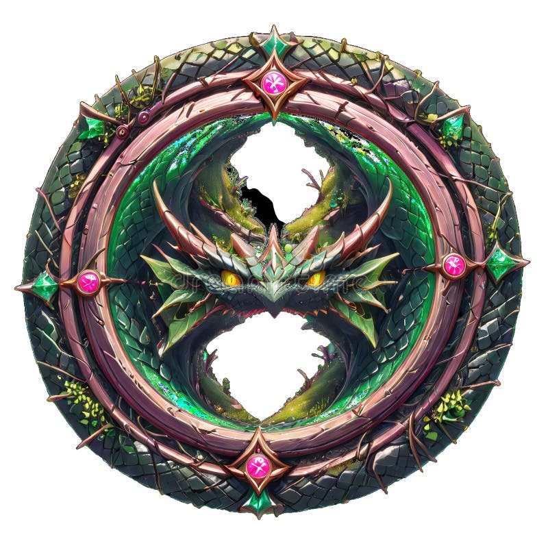 Enchanted Dragon Ring with Lush Greenery and Intricate Gemstones Stock ...