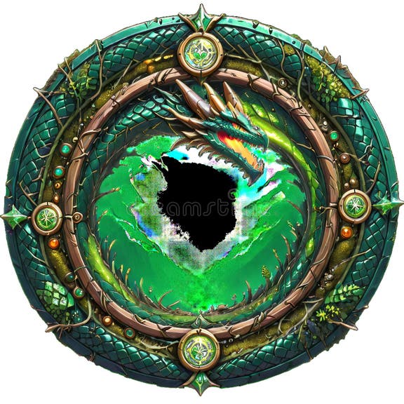 Enchanted Dragon Token Ring with Emerald Accents and Nature Elements ...