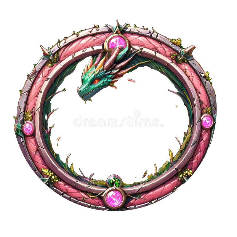 Enchanted Dragon Token Ring with Mystical Symbols and Lush Vegetation ...