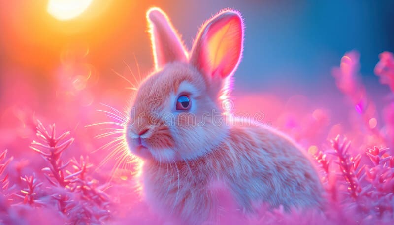 Enchanted Easter Bunny in a Magical Spring Meadow Stock Illustration ...