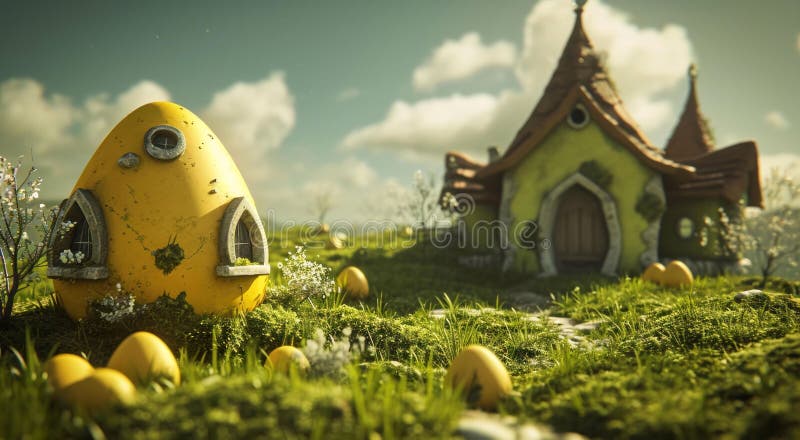 Enchanted Easter Egg House: a Whimsical Spring Scene Featuring a Giant ...